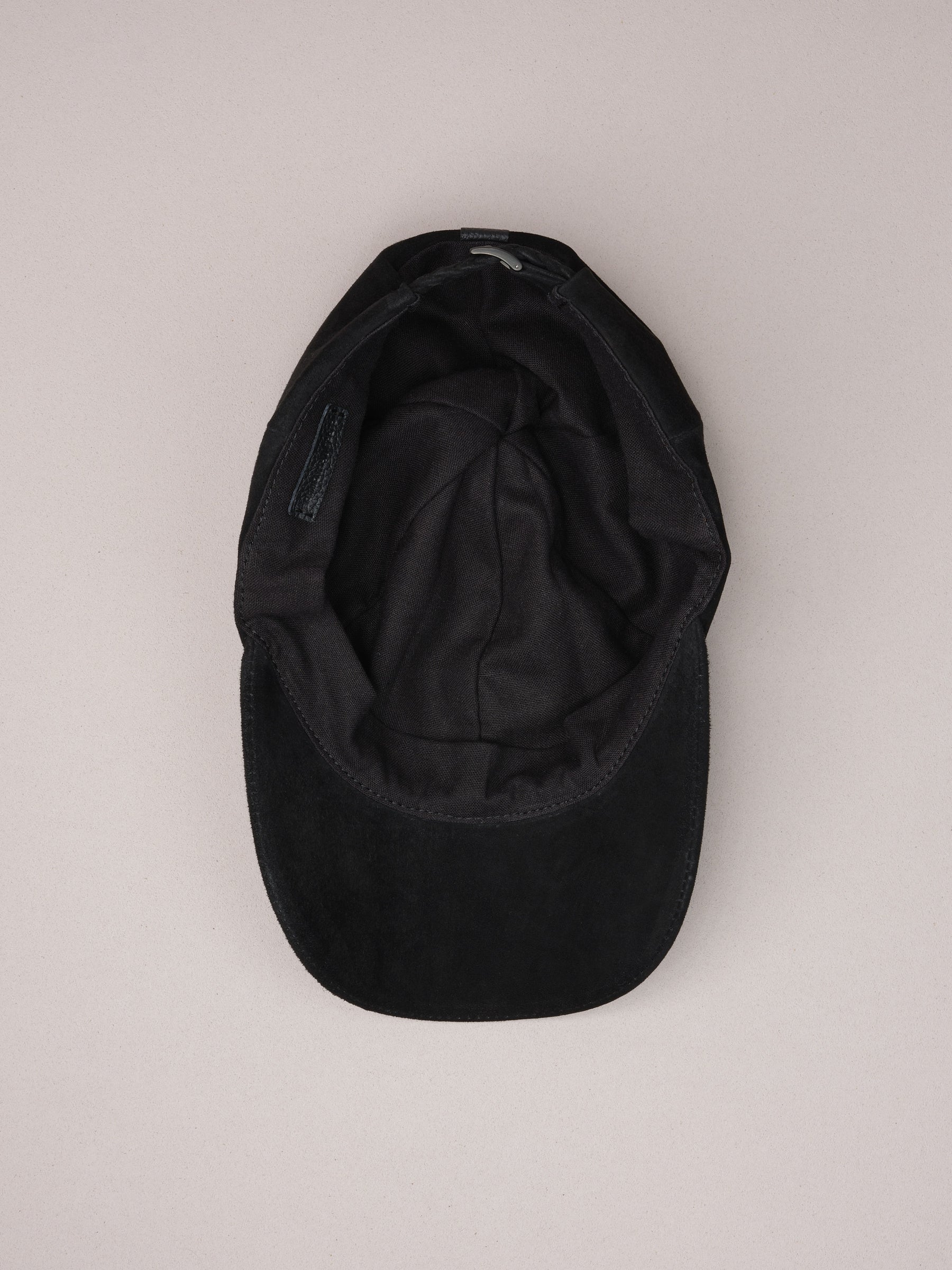 Black Suede Cap by Capra Leather