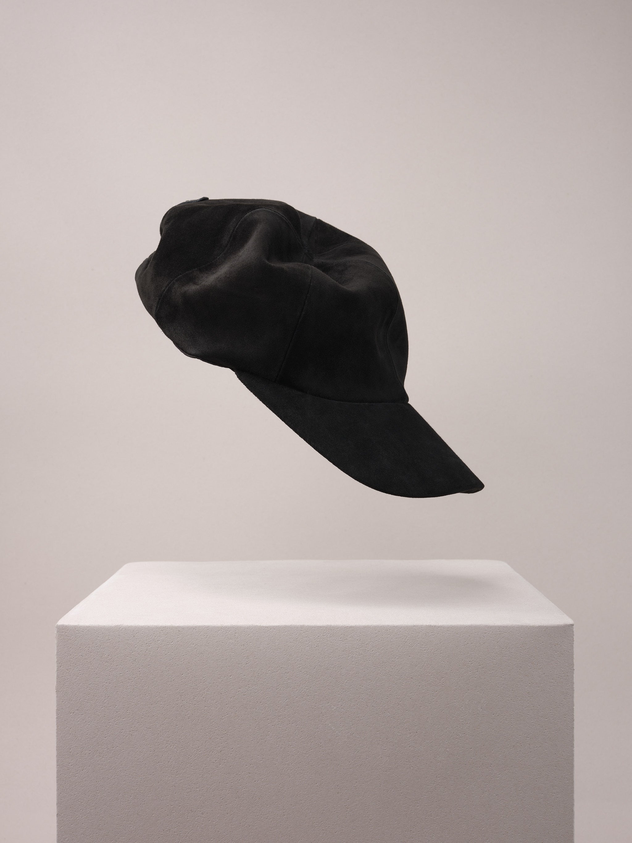 Black Suede Cap by Capra Leather