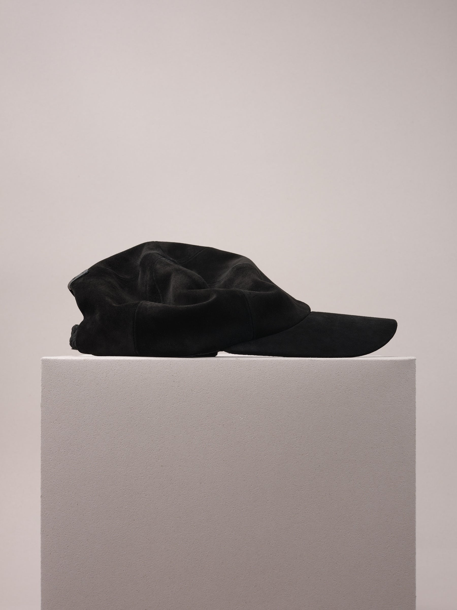 Black Suede Cap by Capra Leather