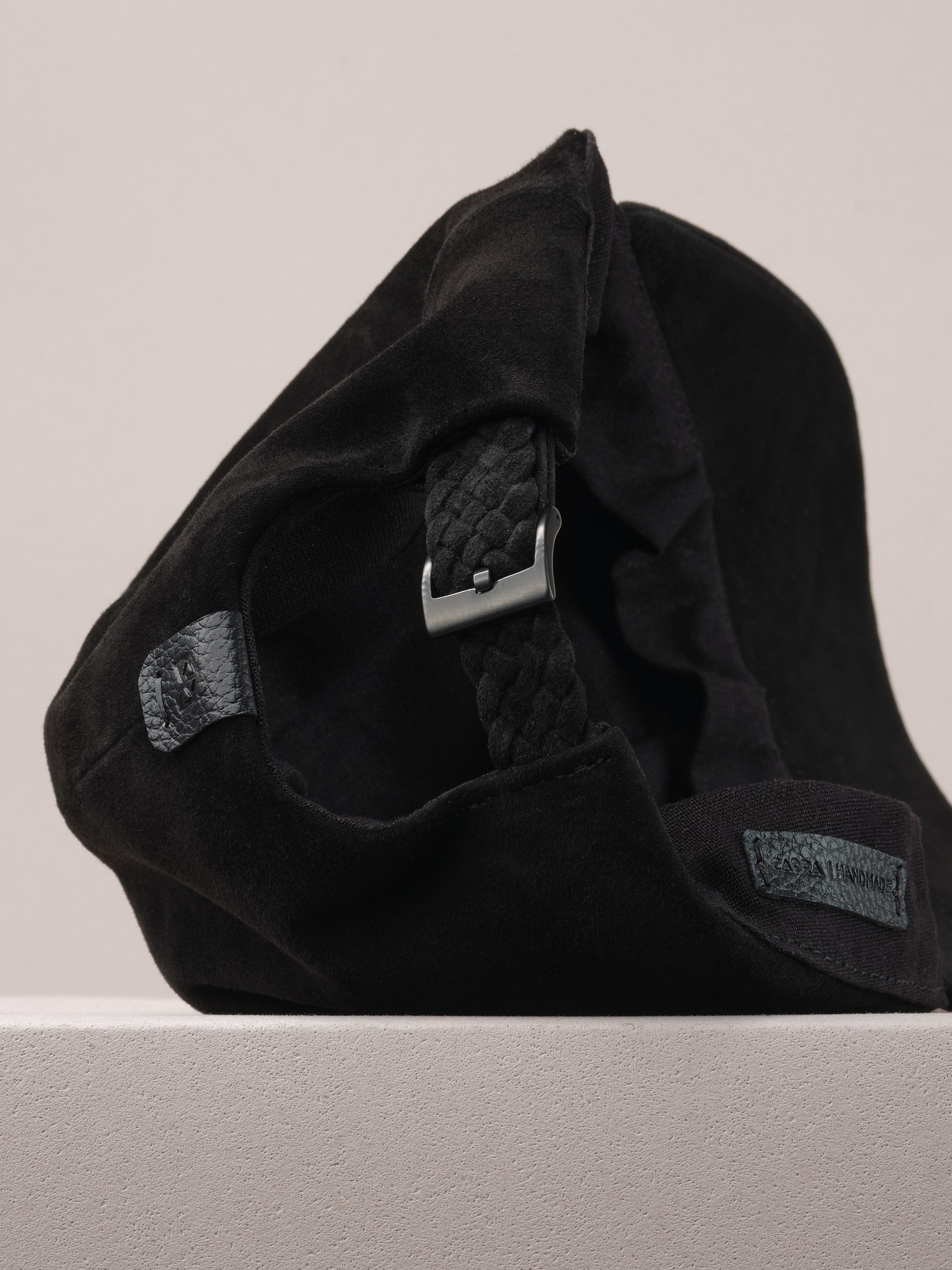 Black Suede Cap by Capra Leather