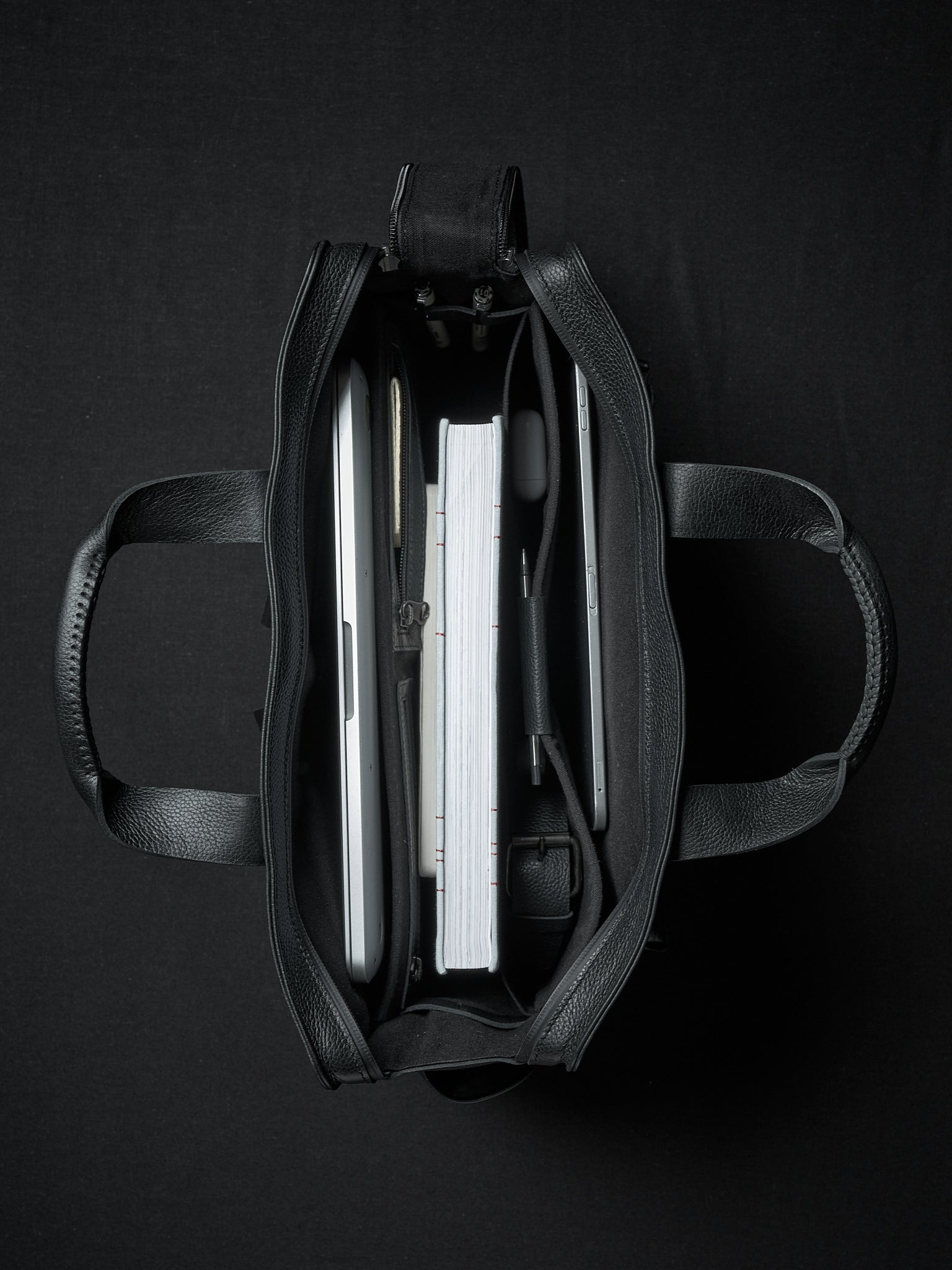 Double Pocket Laptop Briefcase · Black by Capra Leather