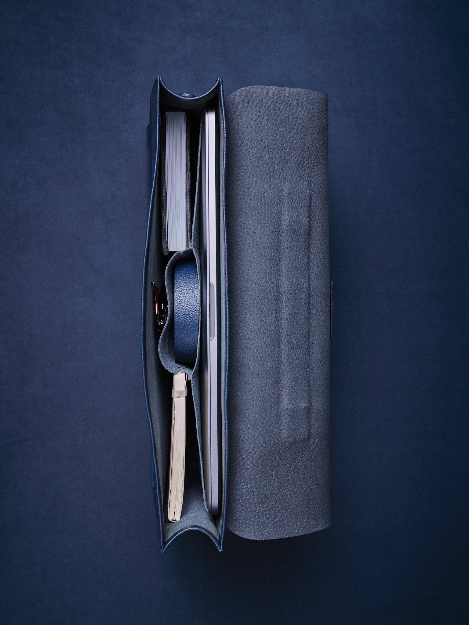 Valet Button Portfolio Briefcase · Navy by Capra Leather