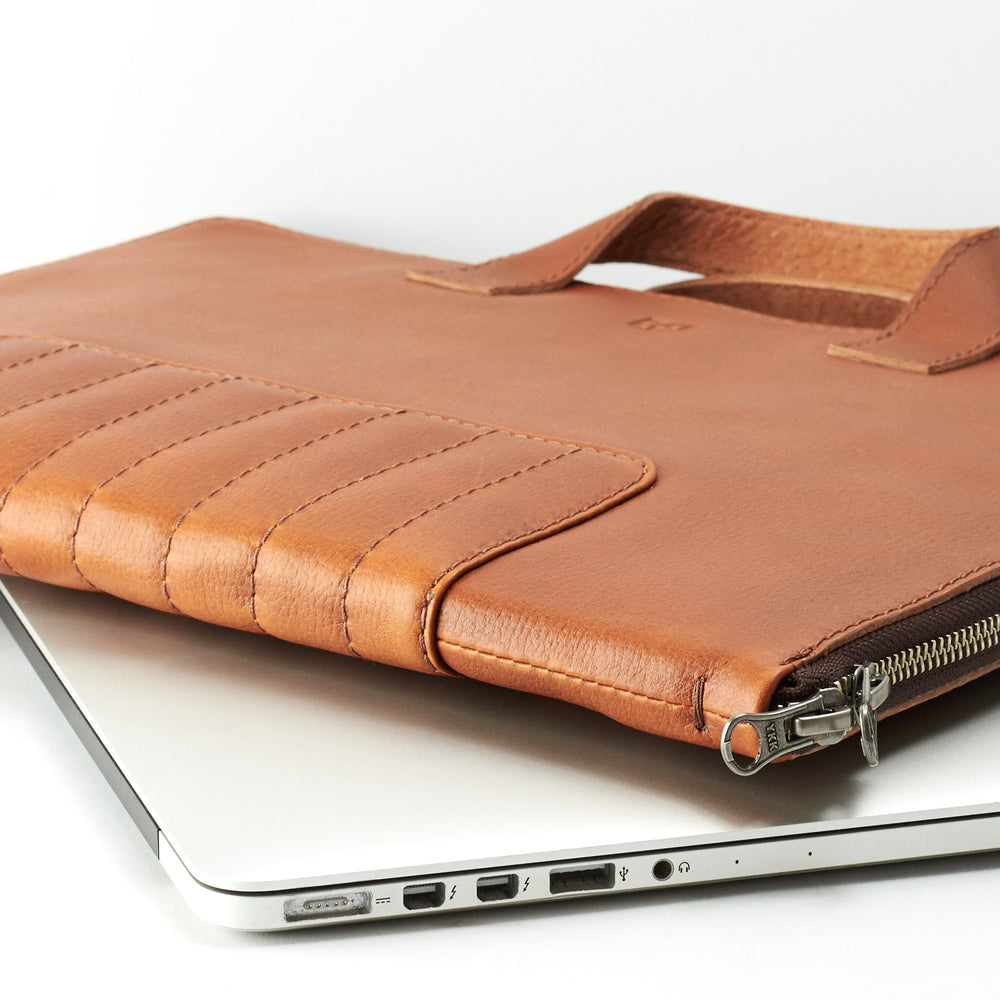 Handmade Laptop Portfolio Case · Tan by Capra Leather