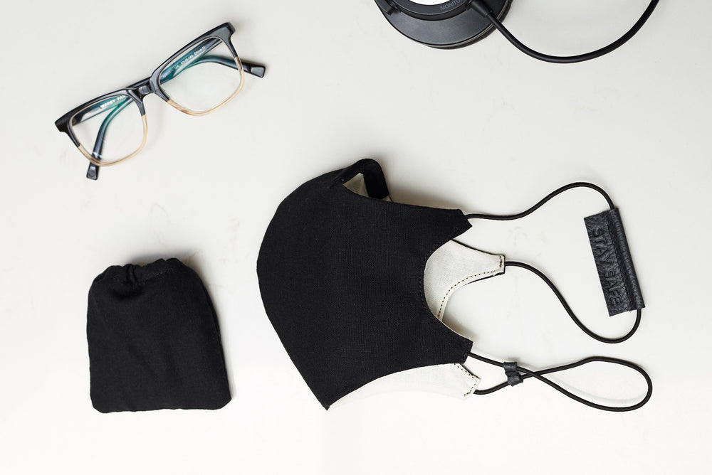 Linen Face Mask Washable Reusable · Black - Capra Leather