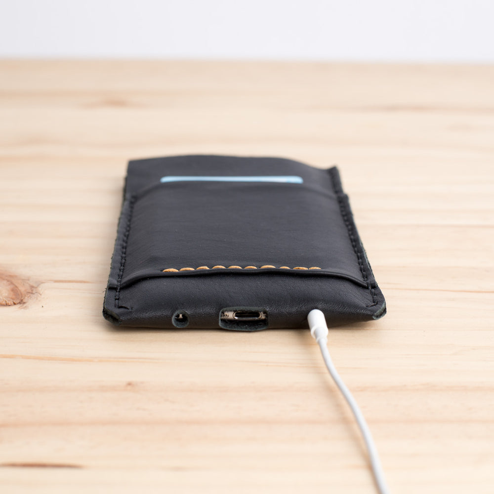 Handmade iPhone Wallet Case · Black & Yellow by Capra Leather