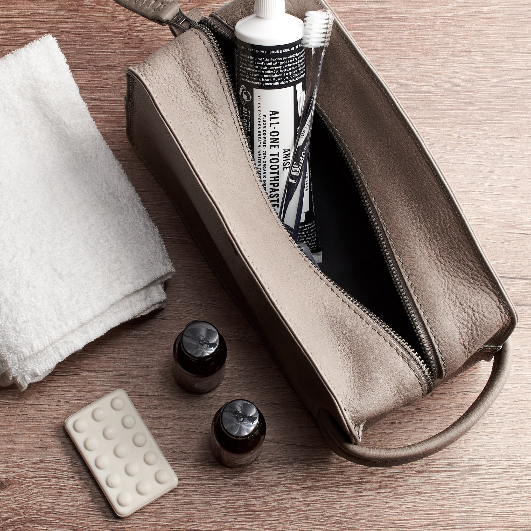 Handmade Barber Toiletry Dopp Kit · Grey by Capra Leather