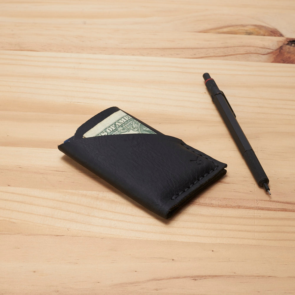 Hand Stitched Slim Men's Kuo Wallet · Black by Capra Leather