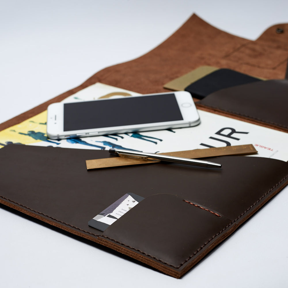 Handmade Business Document Portfolio · Marron by Capra Leather