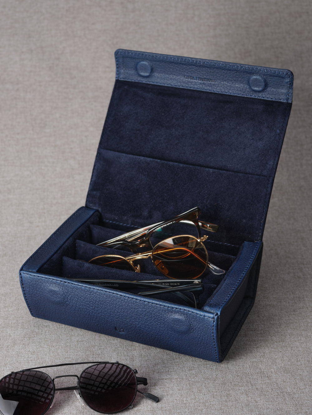Multiple Sunglasses Travel Case · Navy by Capra Leather