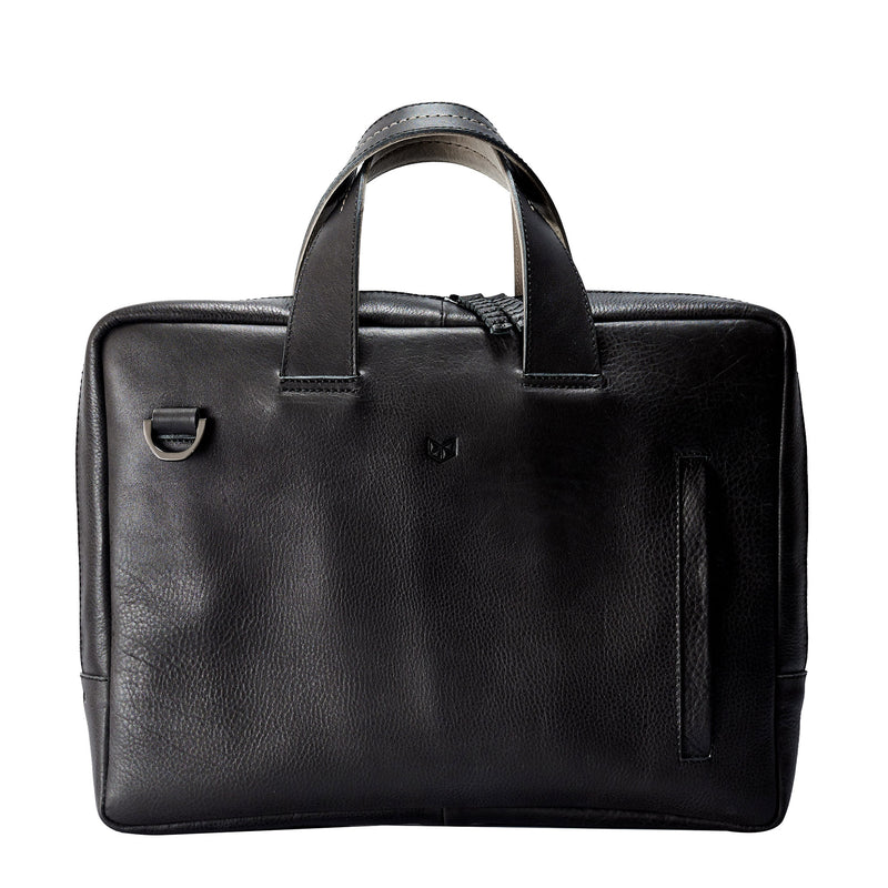Handmade Horizontal Nava Briefcase Bag · Black by Capra Leather