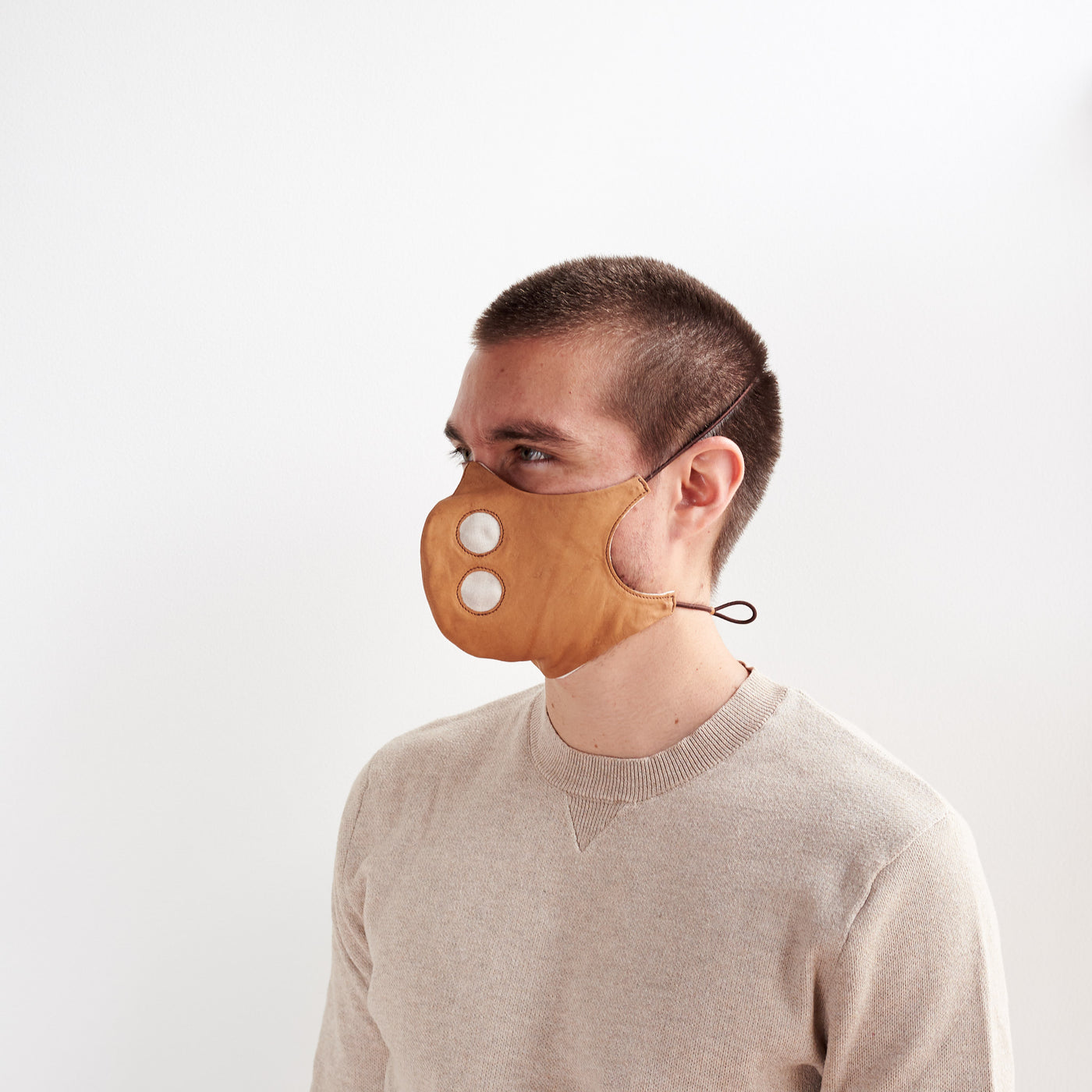 Organica Leather Face Mask Washable Reusable · Tan - Capra Leather