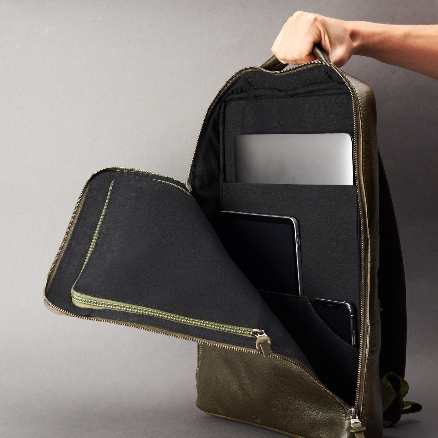 Saola Tech Backpack · Green by Capra Leather