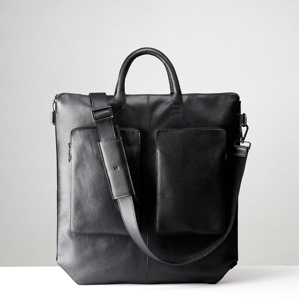 Helmet Zipper Tote Work Bag · Black by Capra Leather