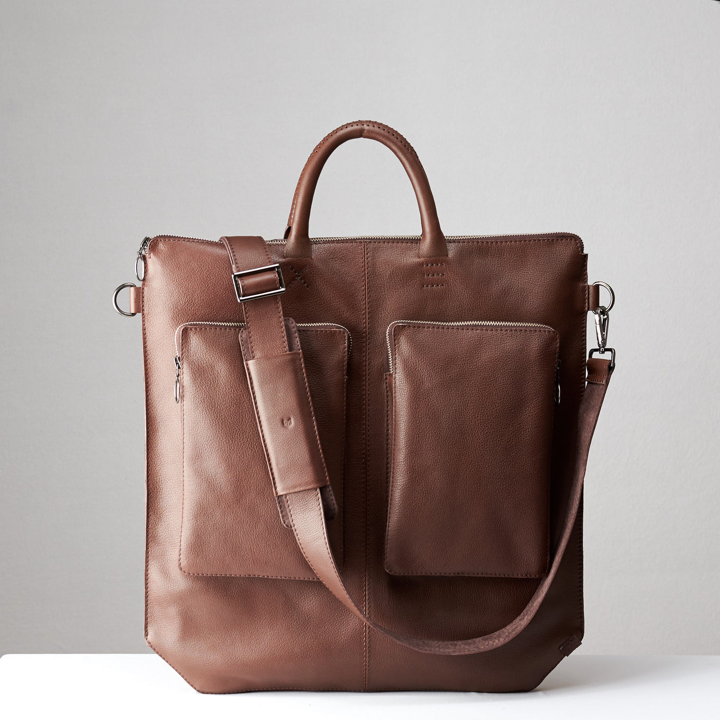 Helmet Zipper Tote Work Bag · Brown by Capra Leather