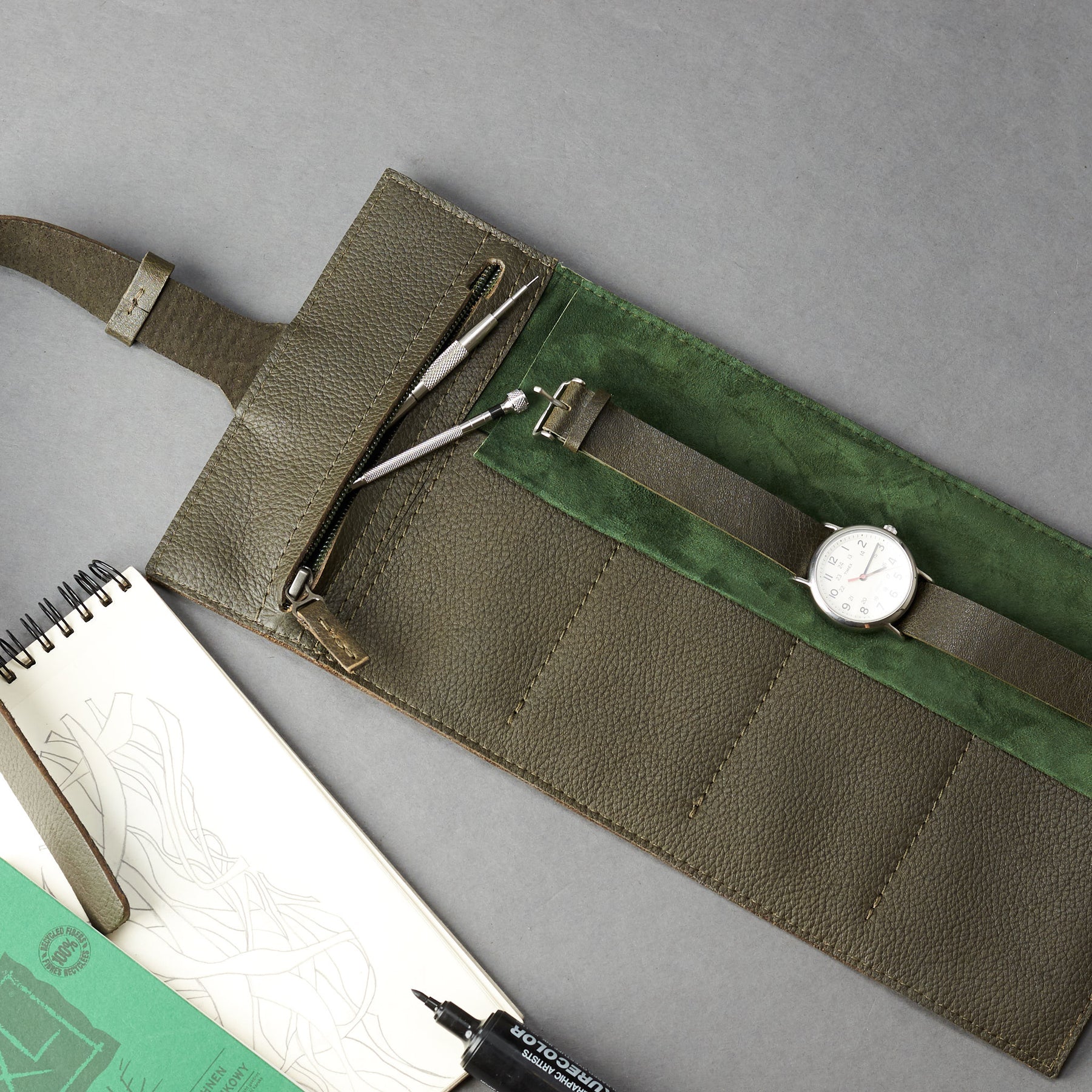 Watch Roll · Green by Capra Leather